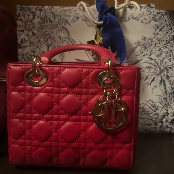 Dior | Bags | Red Dior Lady Lamb Skin | Poshmark